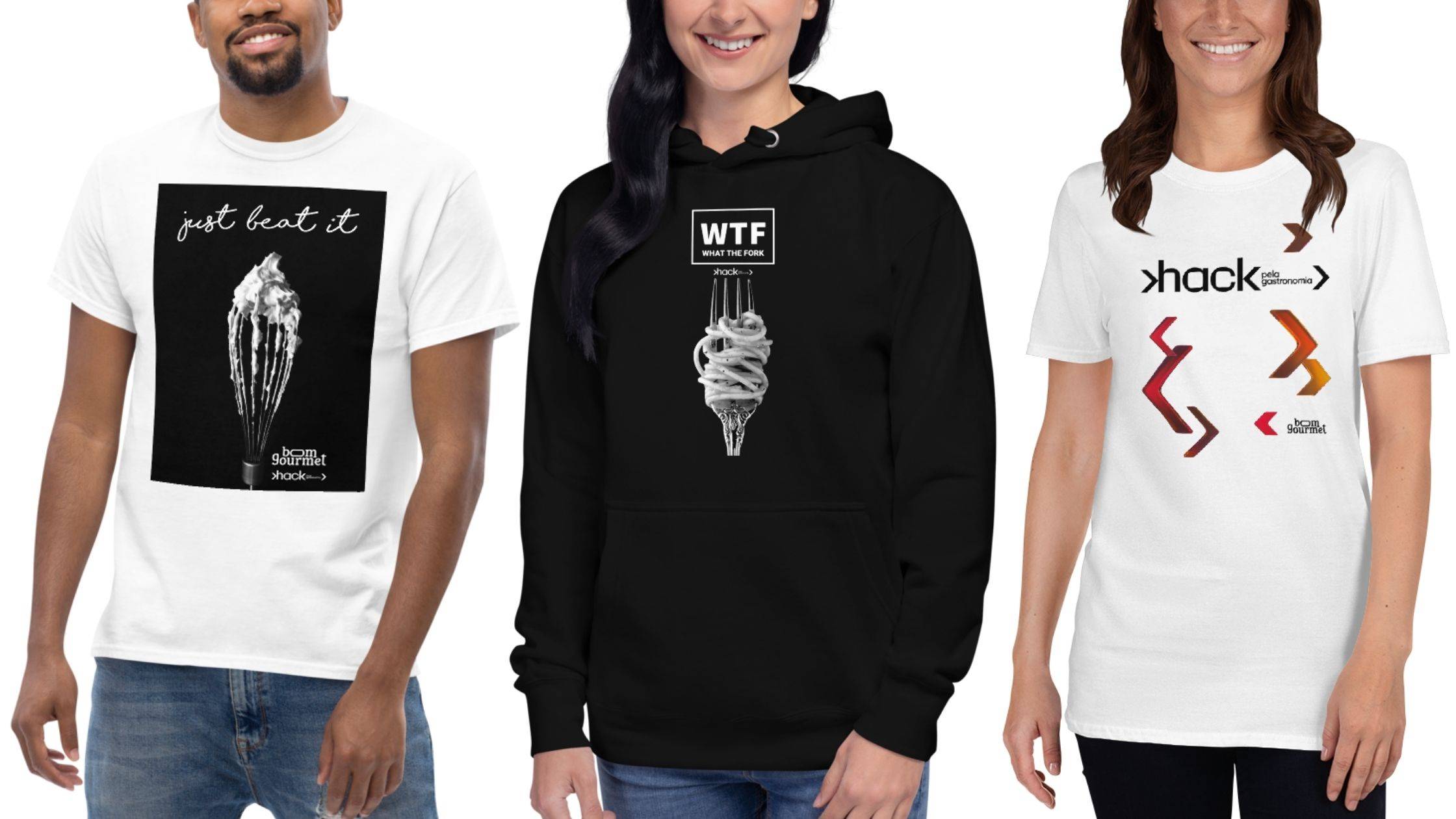 Vista a camisa do Hack pela Gastronomia! Loja virtual conta com design ...